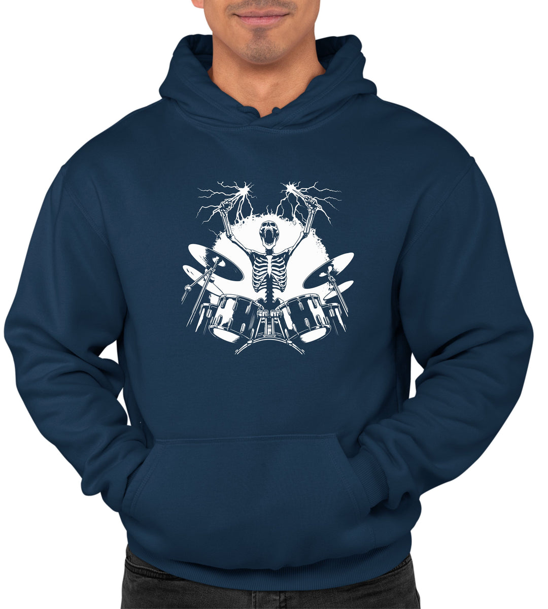 Skeleton Playing Drums Rock & Roll Band Hoodie – Thealmighteecom