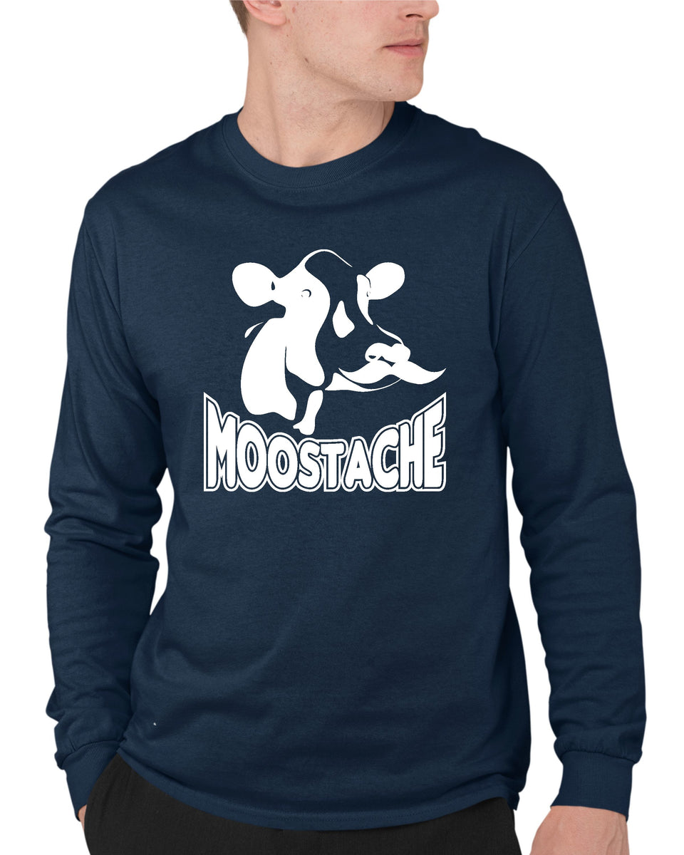Moostache Funny Cow Mustache Longsleeve-Tshirt – Thealmighteecom